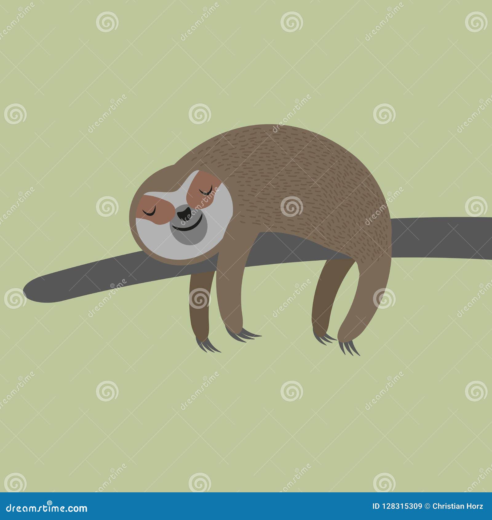 Cute Sloth Sleeping on Tree Branch Stock Vector - Illustration of ... Cute Sloth Sleeping on Tree Branch Stock Vector - Illustration of ...
