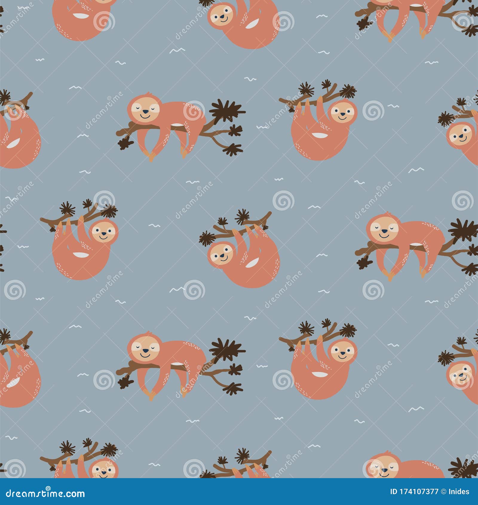 Sloth And Blue Cup Coffee, Tea, Cute Kawaii Three-toed Sloth Isolated ...