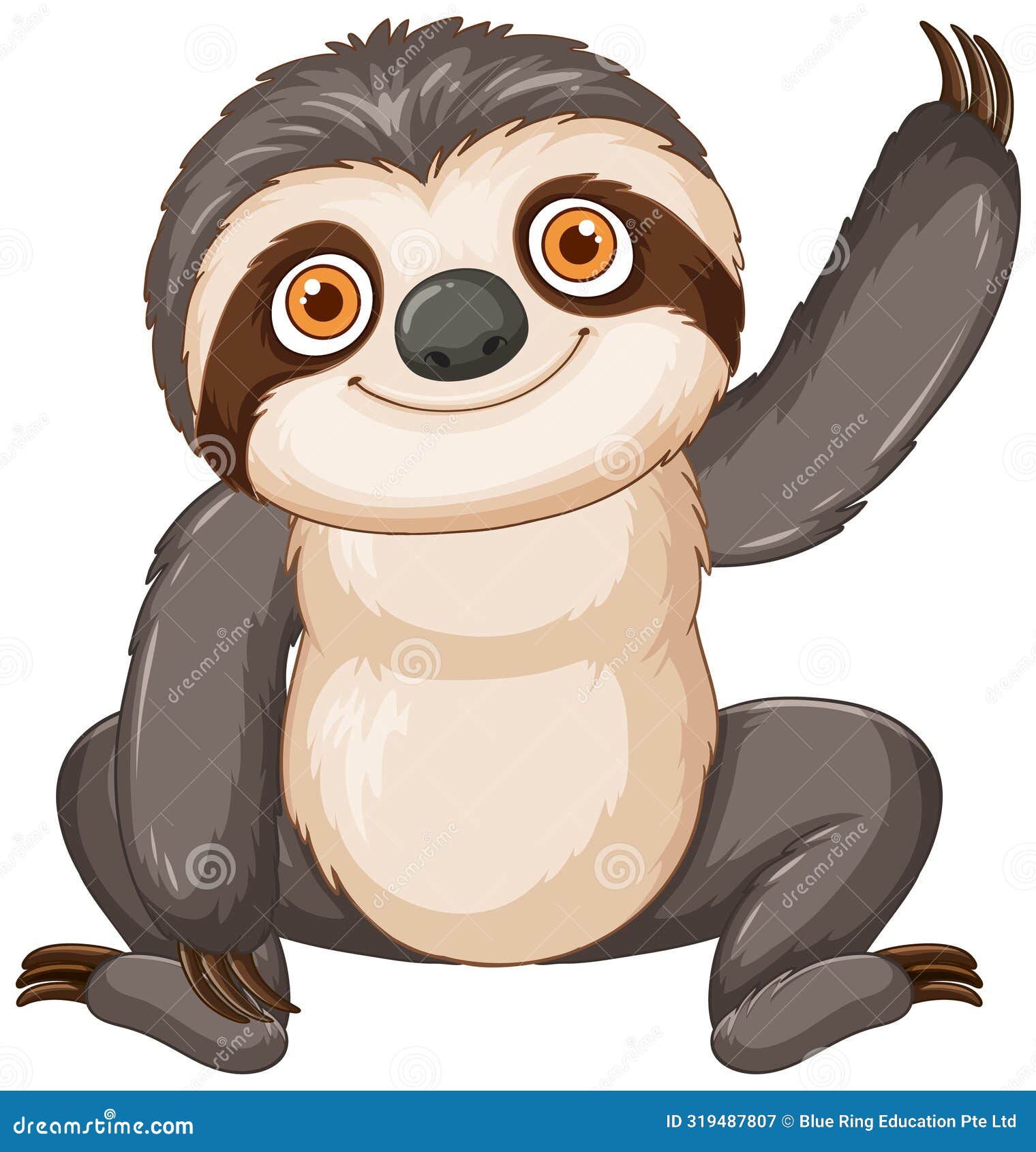 Cute sloth waving stock vector. Illustration of character - 319487807