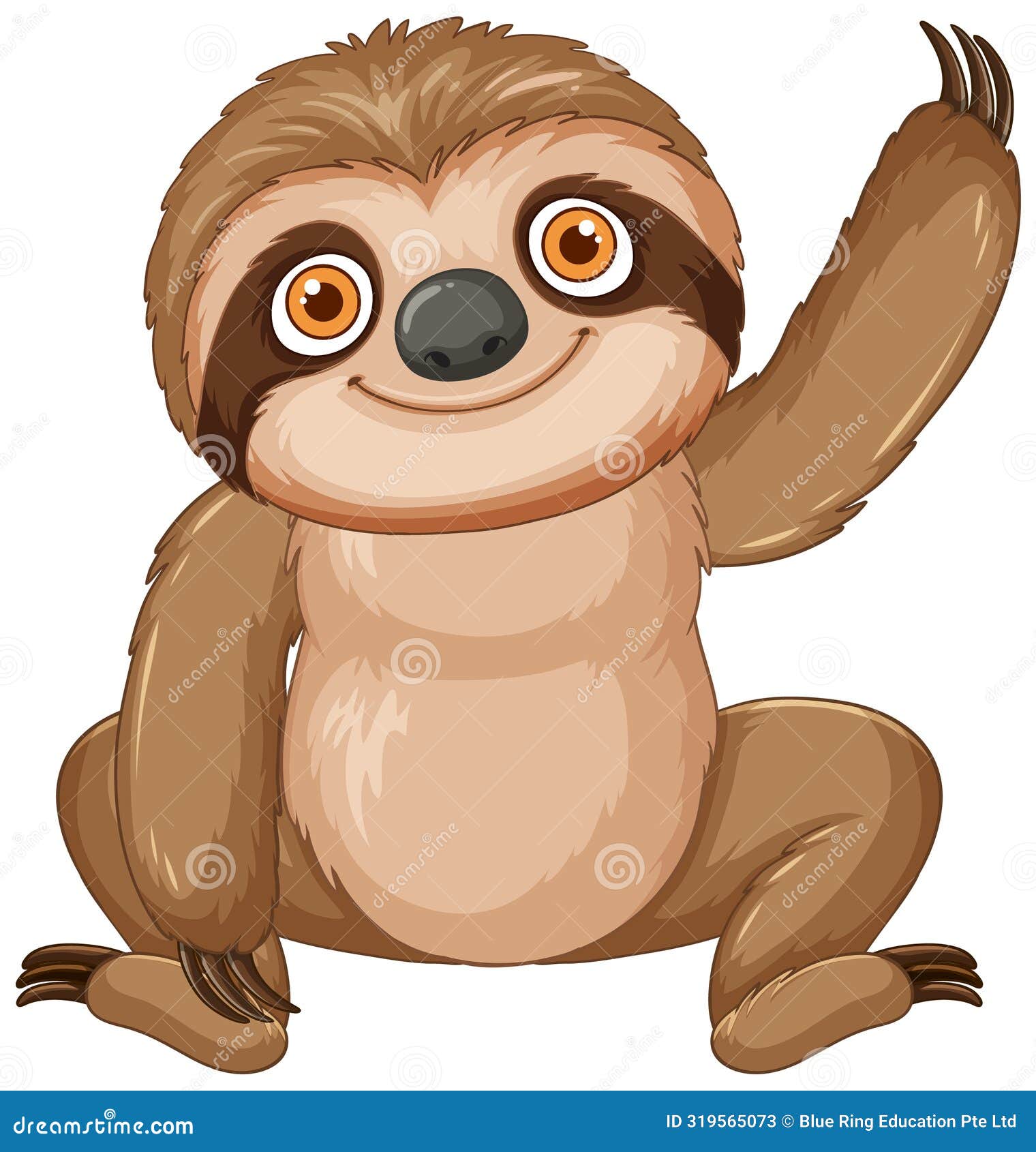 A Sloth Waving with a Smile Stock Vector - Illustration of tree, happy ...
