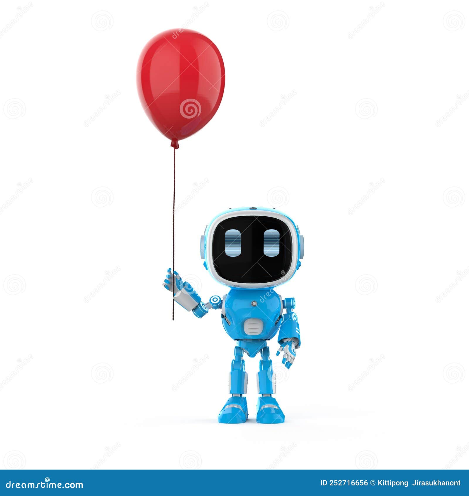 Cute and Small Artificial Intelligence Assistant Robot with Red Balloon ...