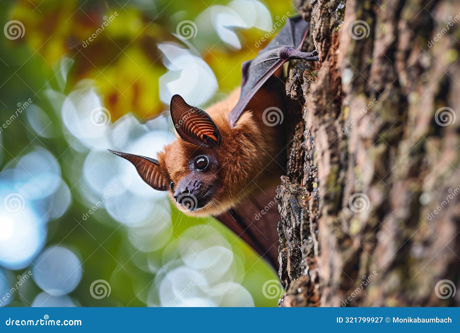 Cute Small Bat Sitting on Tree Stock Illustration - Illustration of ...
