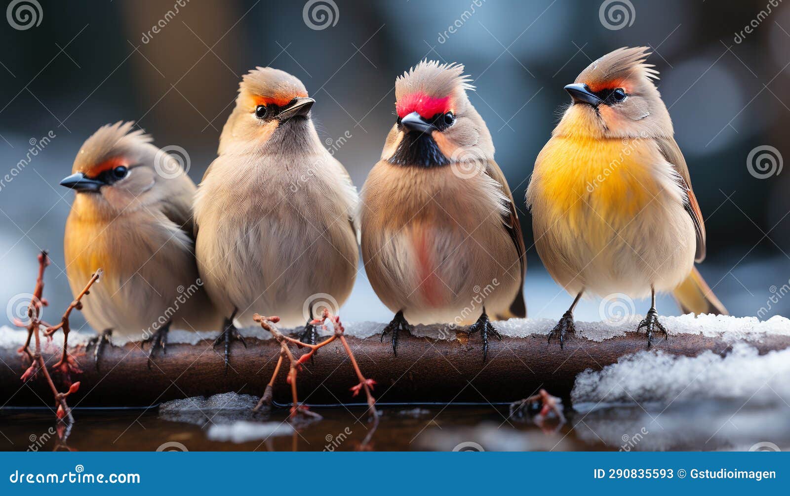 A Cute Small Bird Perching on a Branch in Nature Generated by AI Stock ...
