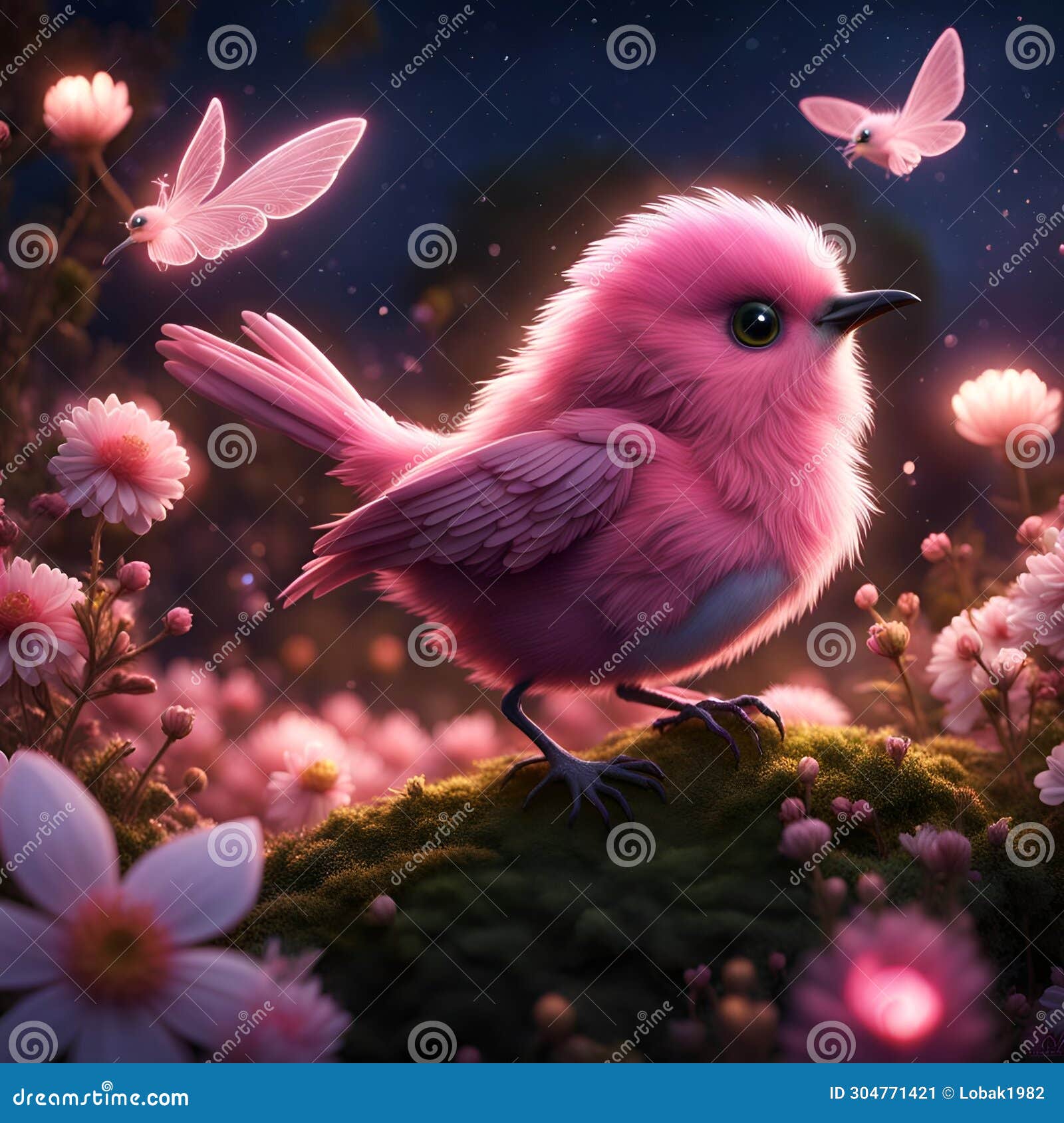 Cute Small Fluffy Pink Bird Stock Illustration - Illustration of parrot ...