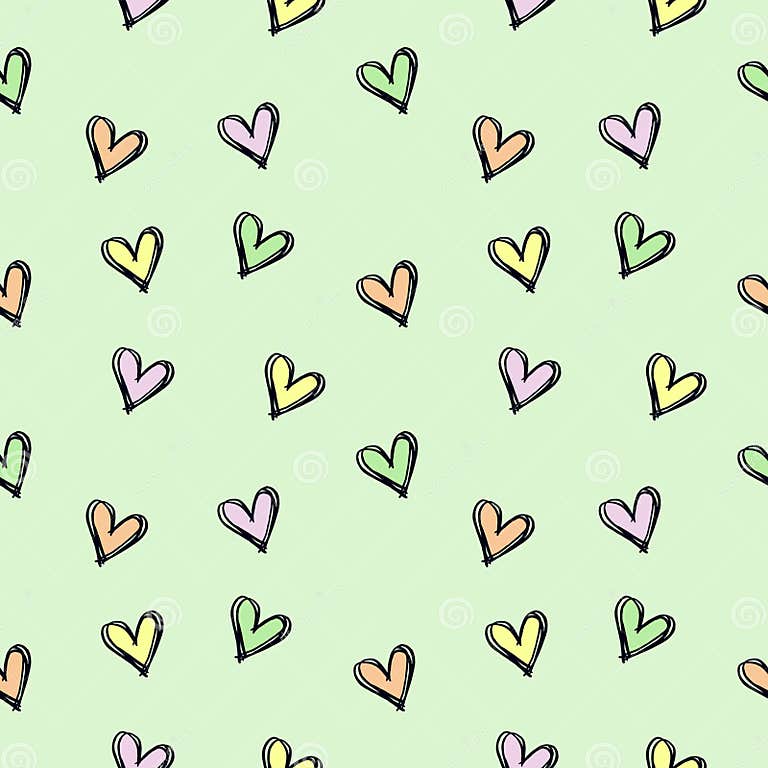Cute Small Hearts in Soft Pastel Colors Stock Illustration ...