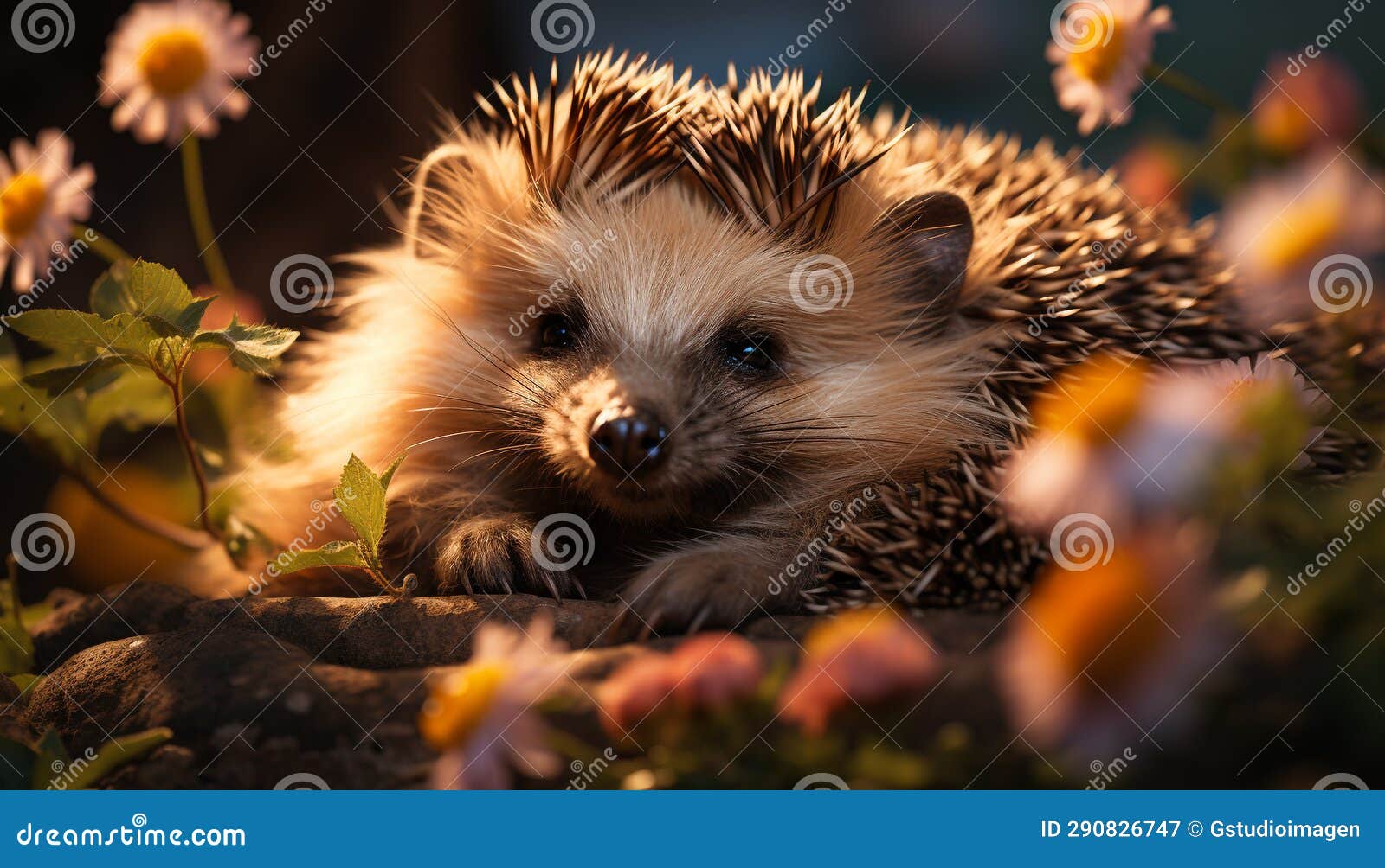 Cute Small Hedgehog Looking at Camera in Nature Outdoors Generated by ...