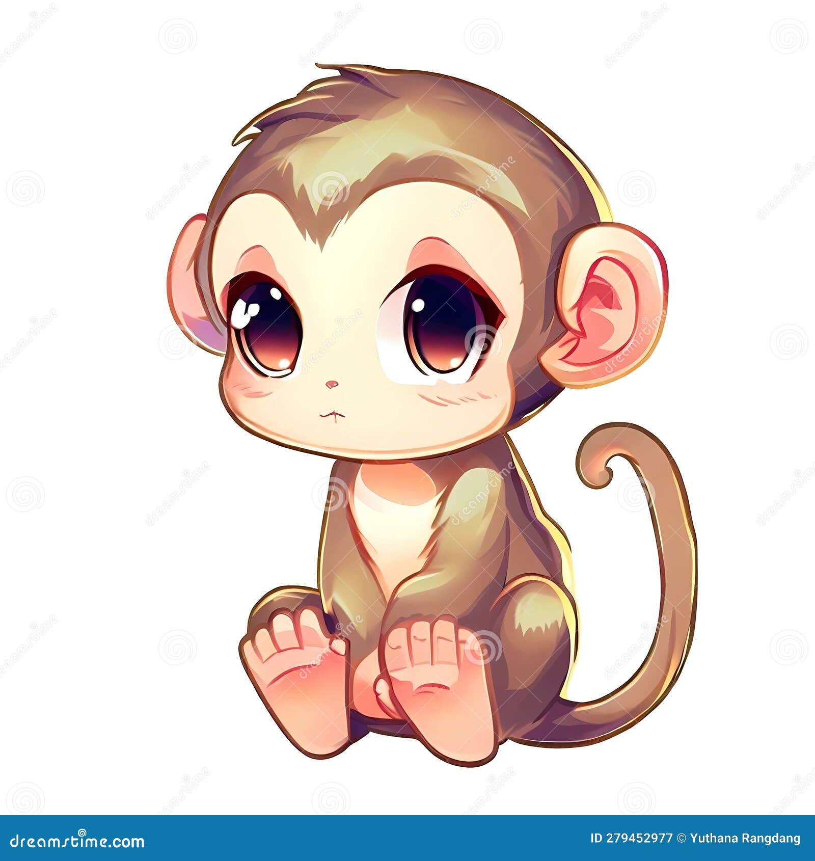 Cute Small Monkey , Generate by Ai Stock Illustration - Illustration of ...