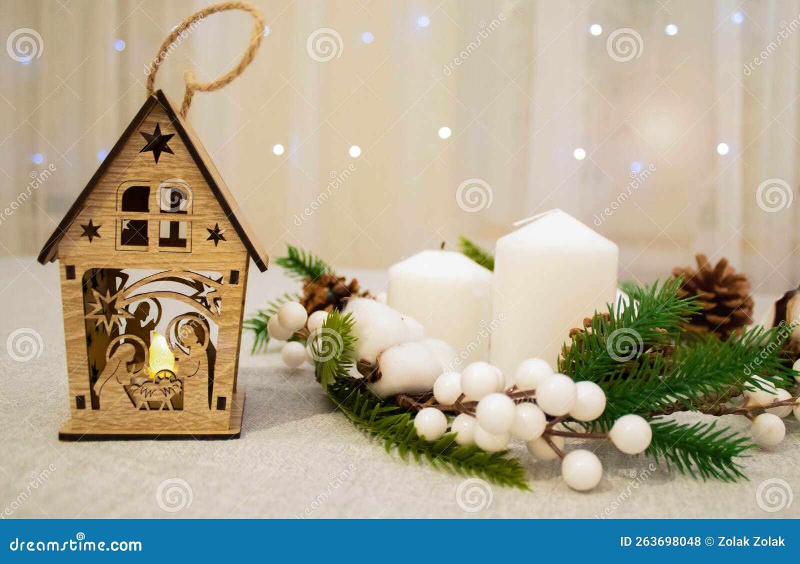A Cute Small Nativity Scene Insterted in a Tiny Wooden House. Stock ...