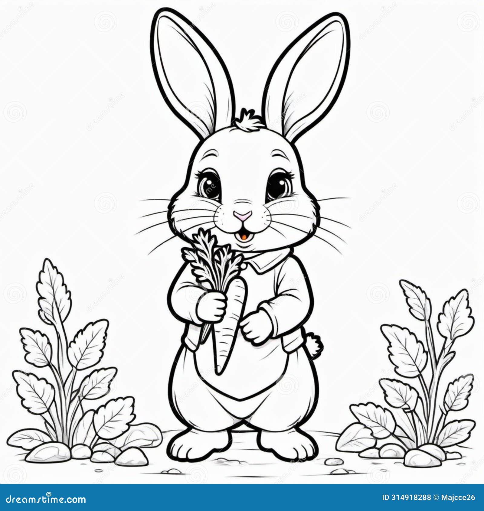 Cute Small Rabbit with Carrot Drawing, AI Generated Image Stock ...