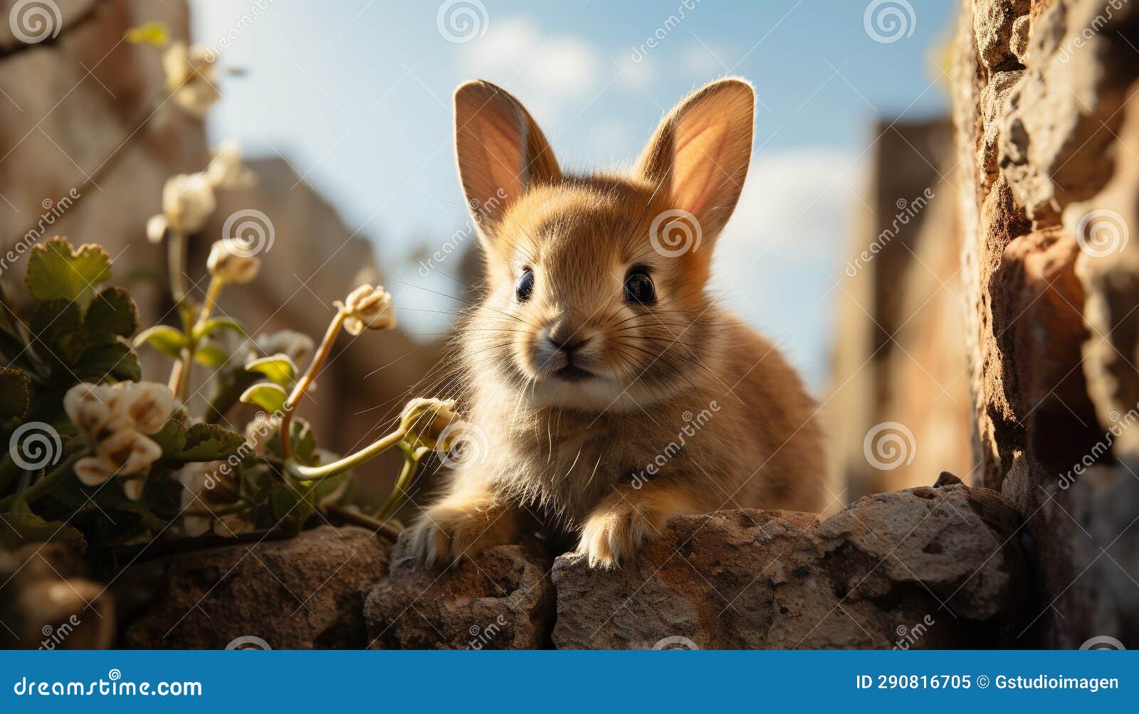 Cute Small Rabbit Sitting in Grass, Looking at Camera Generated by AI ...