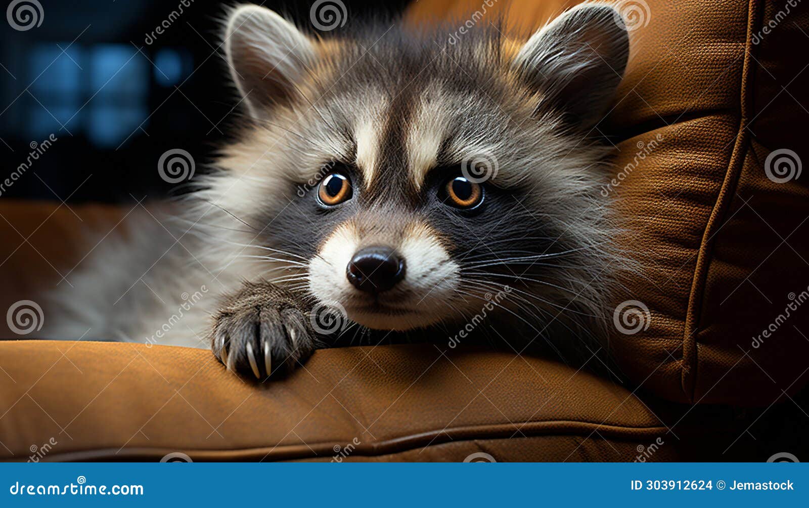Cute Small Raccoon Sitting, Looking at Camera Generated by AI Stock ...
