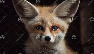 Cute Small Red Fox, Front View, , Staring at Camera Generated by AI ...
