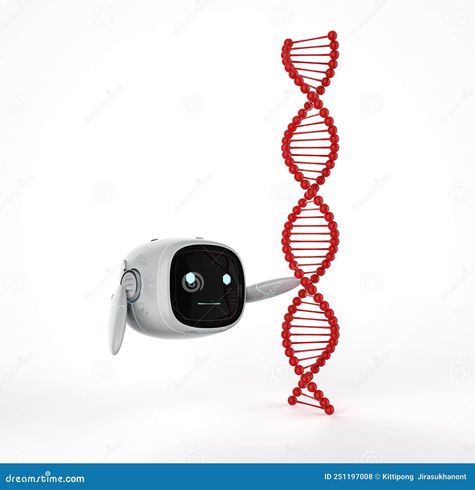 Cute and Small Robot with Dna Helix Stock Illustration - Illustration ...