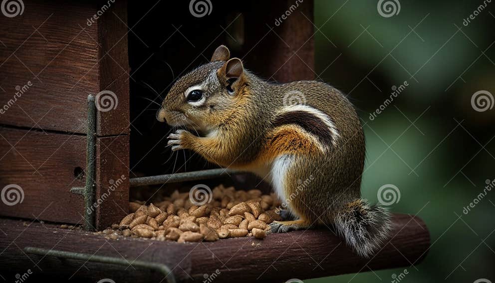 A Cute Small Rodent Eating in the Forest, Looking Fluffy Generated by ...