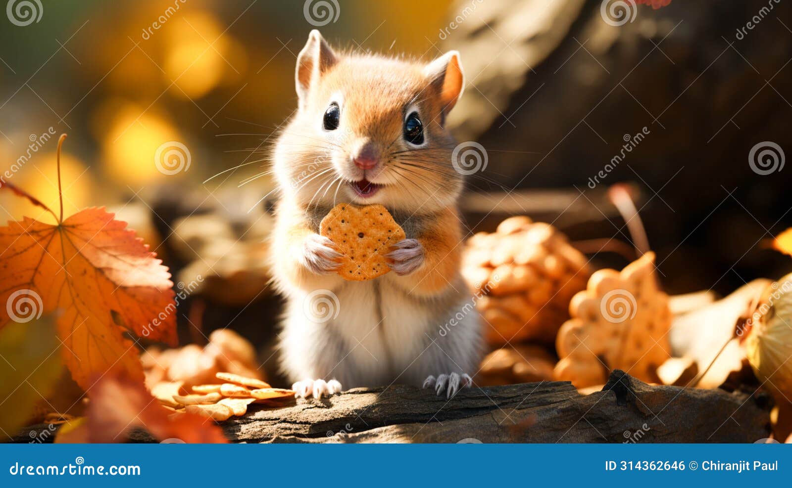 Cute Small Rodent Sitting on a Tree Eating a Nut Stock Photo - Image of ...