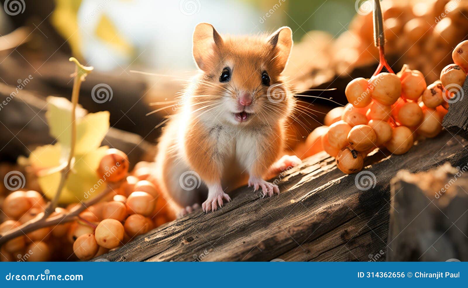 Cute Small Rodent Sitting on a Tree Eating a Nut Stock Photo - Image of ...