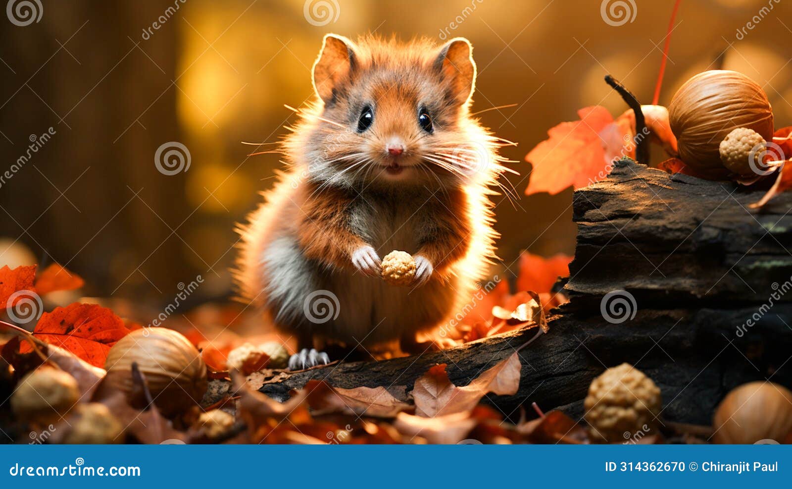 Cute Small Rodent Sitting on a Tree Eating a Nut Stock Photo - Image of ...