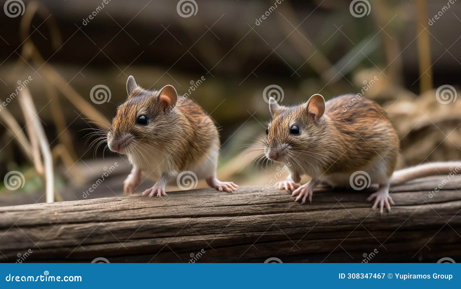 Cute Small Rodents Sitting on Wood, Playing in Nature Generated by AI ...