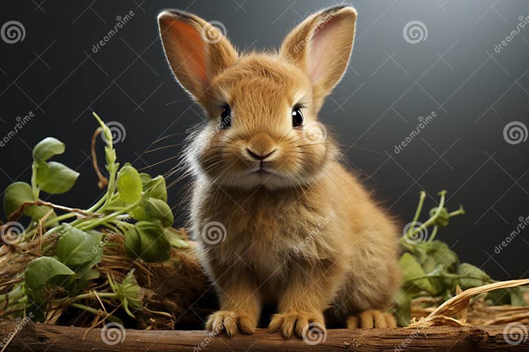 Cute Small Surprised Rabbit in Green Grass Stock Image - Image of ...