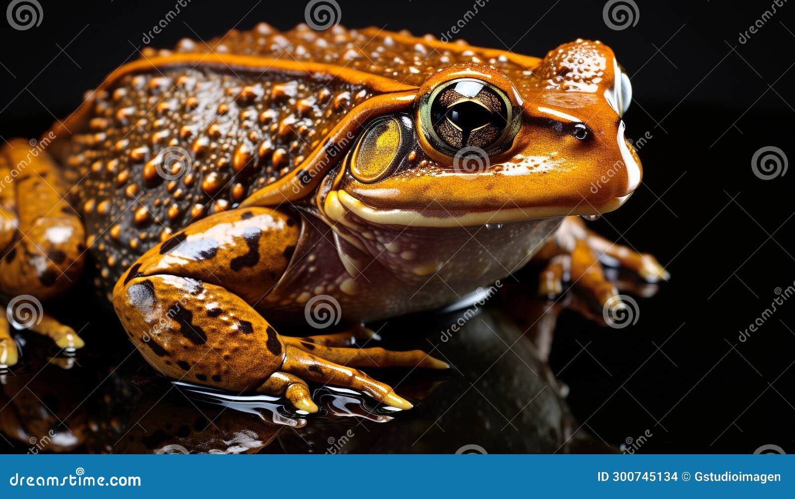 A Cute, Small Toad Sitting on a Wet Leaf Generated by AI Stock Photo ...