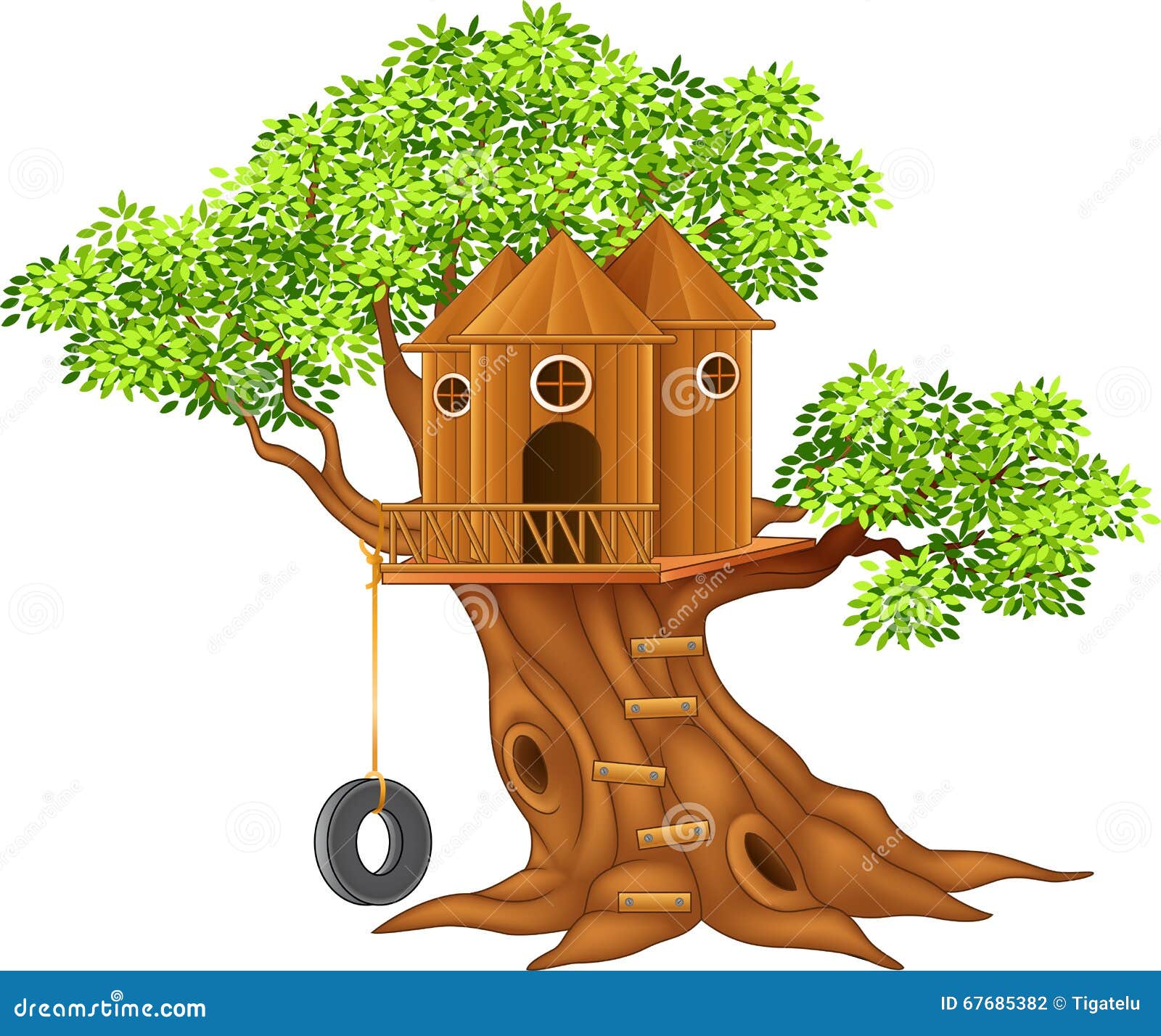 Cute small tree house stock vector. Illustration of nature - 67685382
