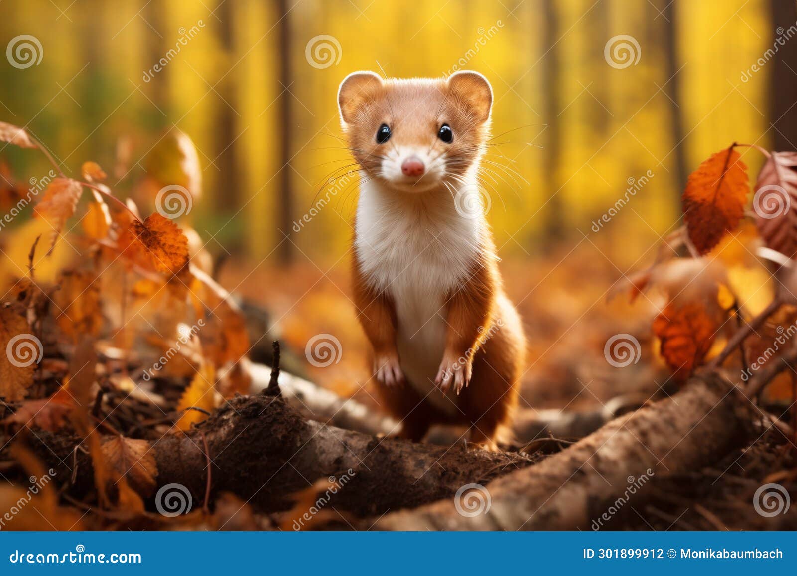 Curious Wild Weasel Standing on Two Legs in Forest Stock Photo - Image ...