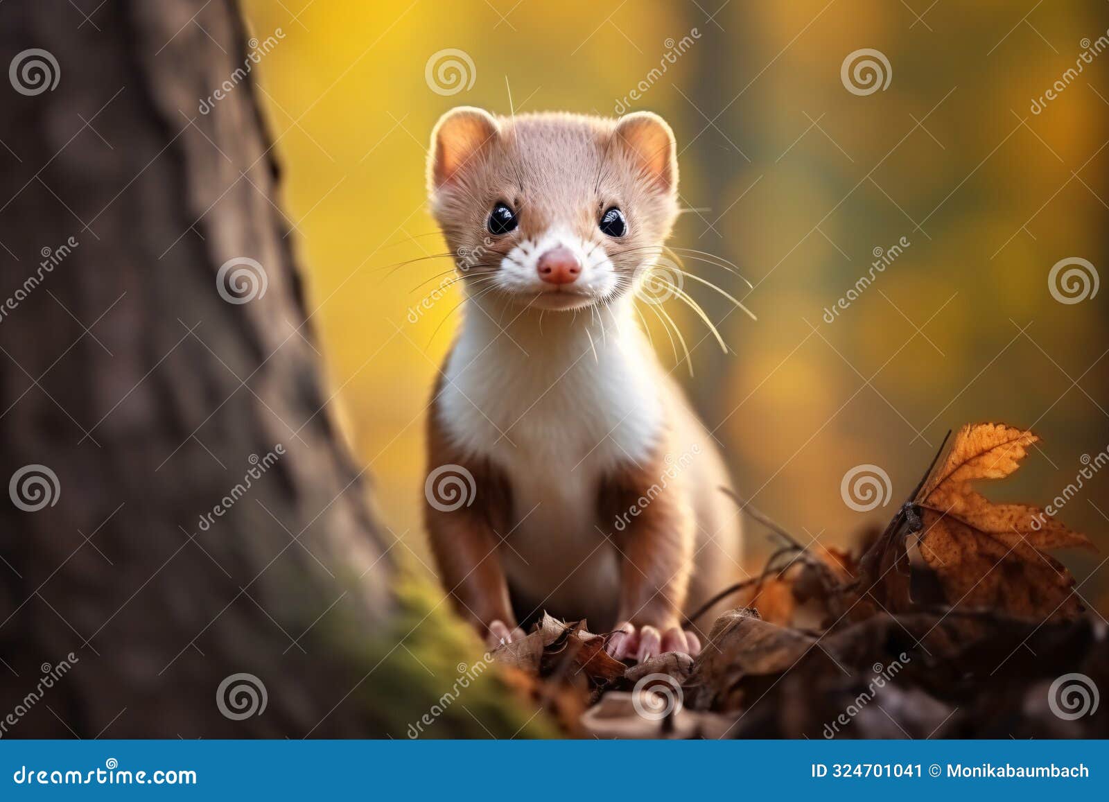 Small Curious Wild Weasel in Forest Stock Illustration - Illustration ...