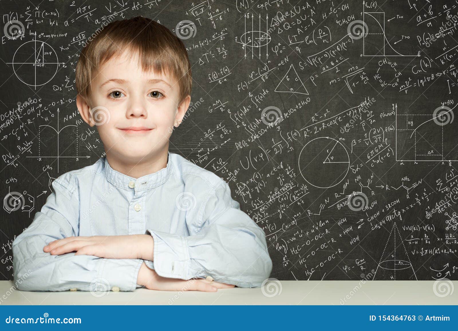 Cute Smart Child Student on Blackboard Background Stock Image - Image ...