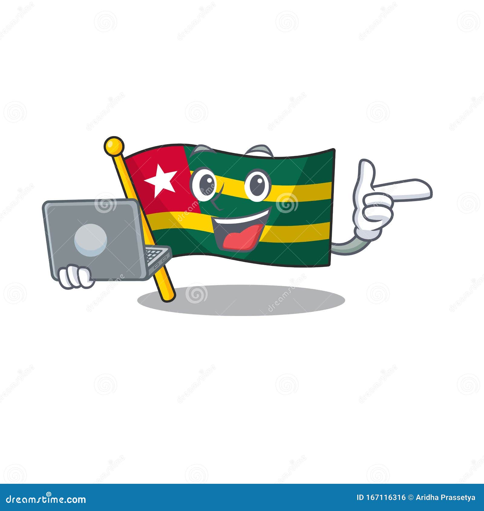 Cute and Smart Flag To Go Scroll Working with Laptop Vektor Abbildung ...