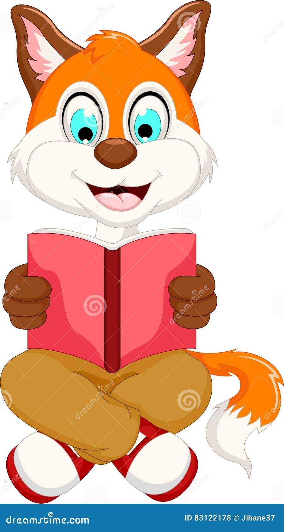Cute Smart Fox Reading Book Stock Illustration - Illustration of foxy ...