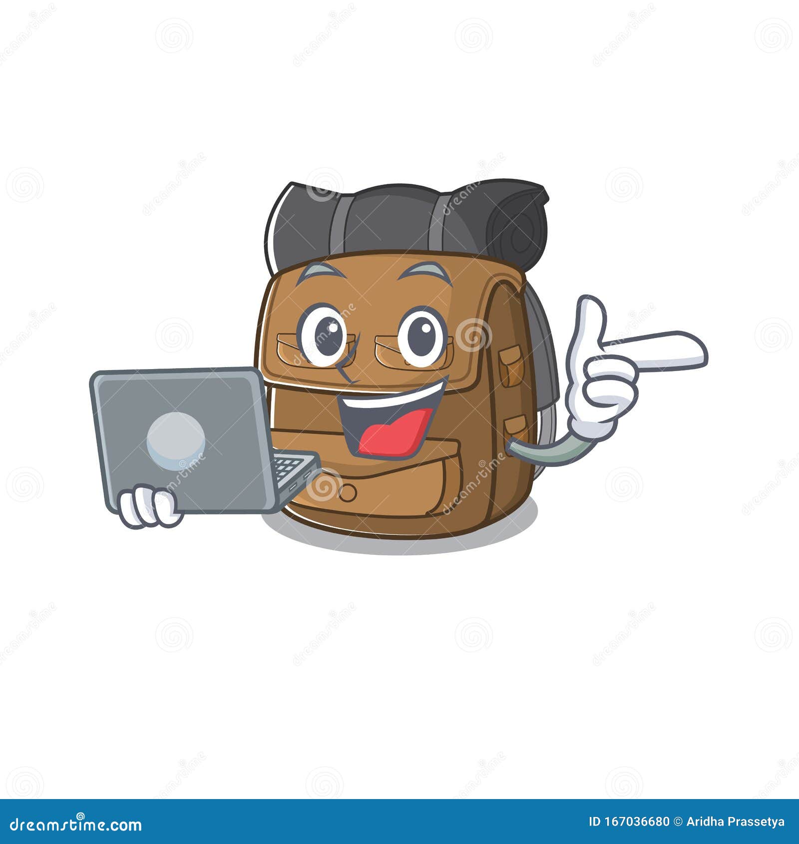 Cute and Smart Hiking Backpack Scroll Working with Laptop Stock Vector ...