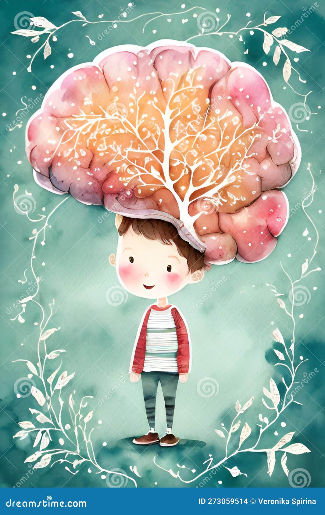 Cute Smart Kid with a Big Brain Created with Generative AI Technology ...