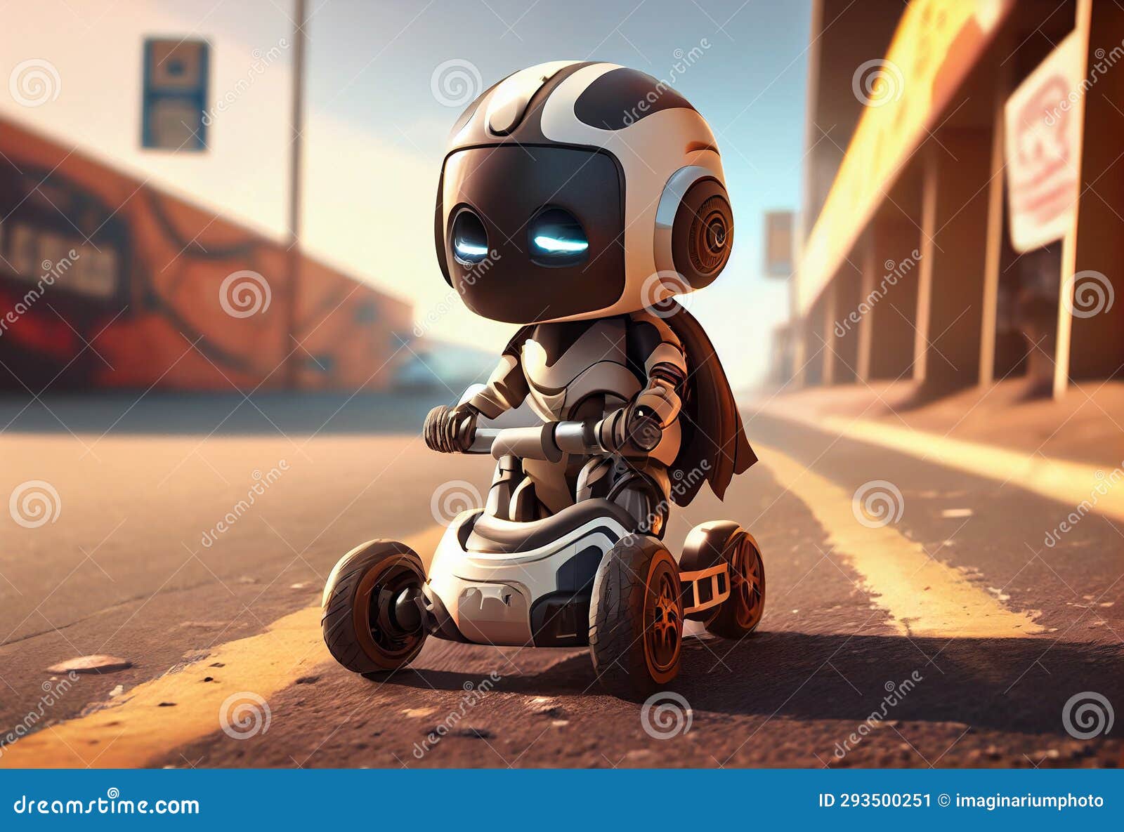 Cute Smart Robot Driving an Electric Scooter Stock Image - Image of ...