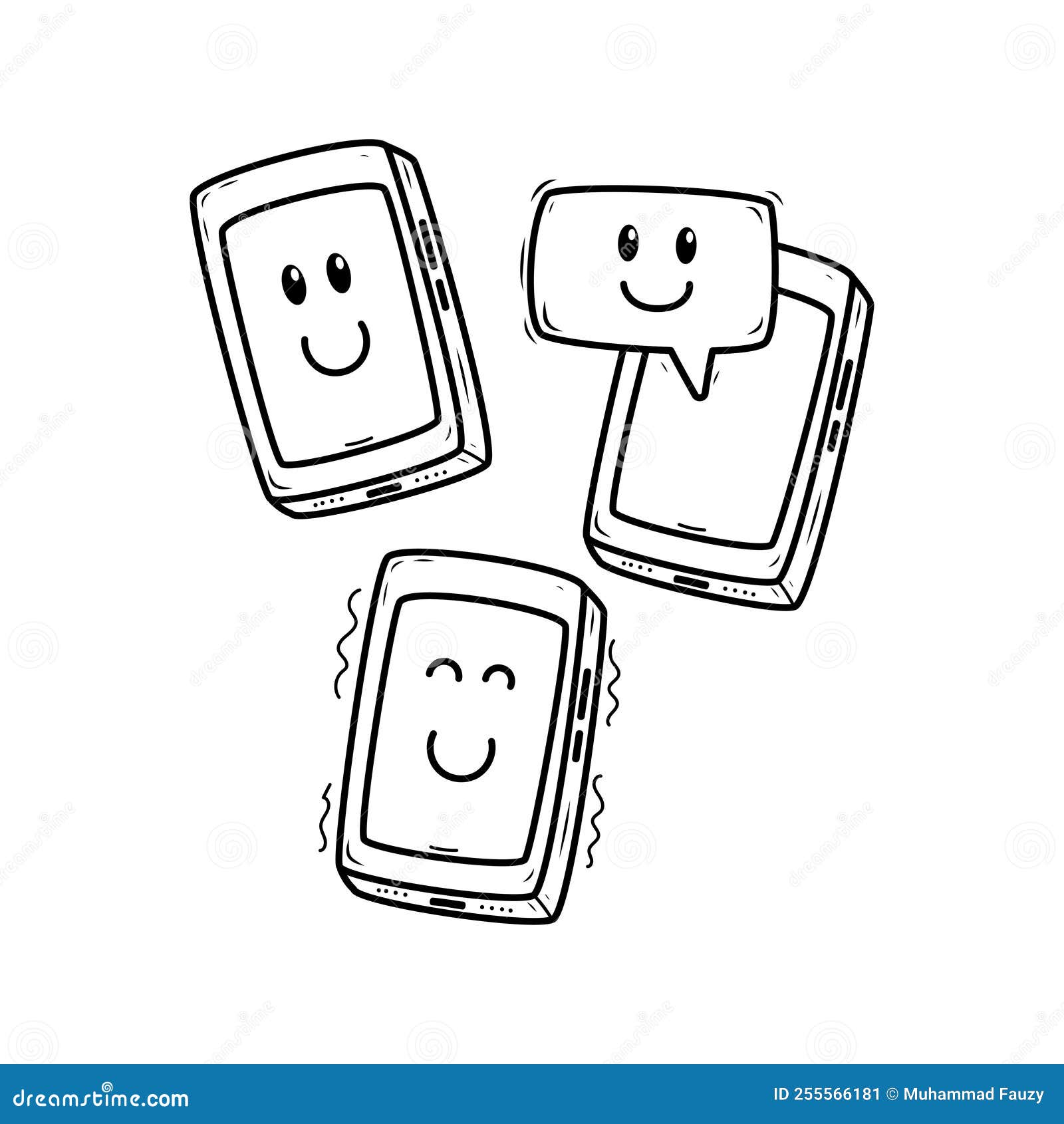 Smartphone Doodle Icon, Vector Black Line Illustration Royalty-Free ...