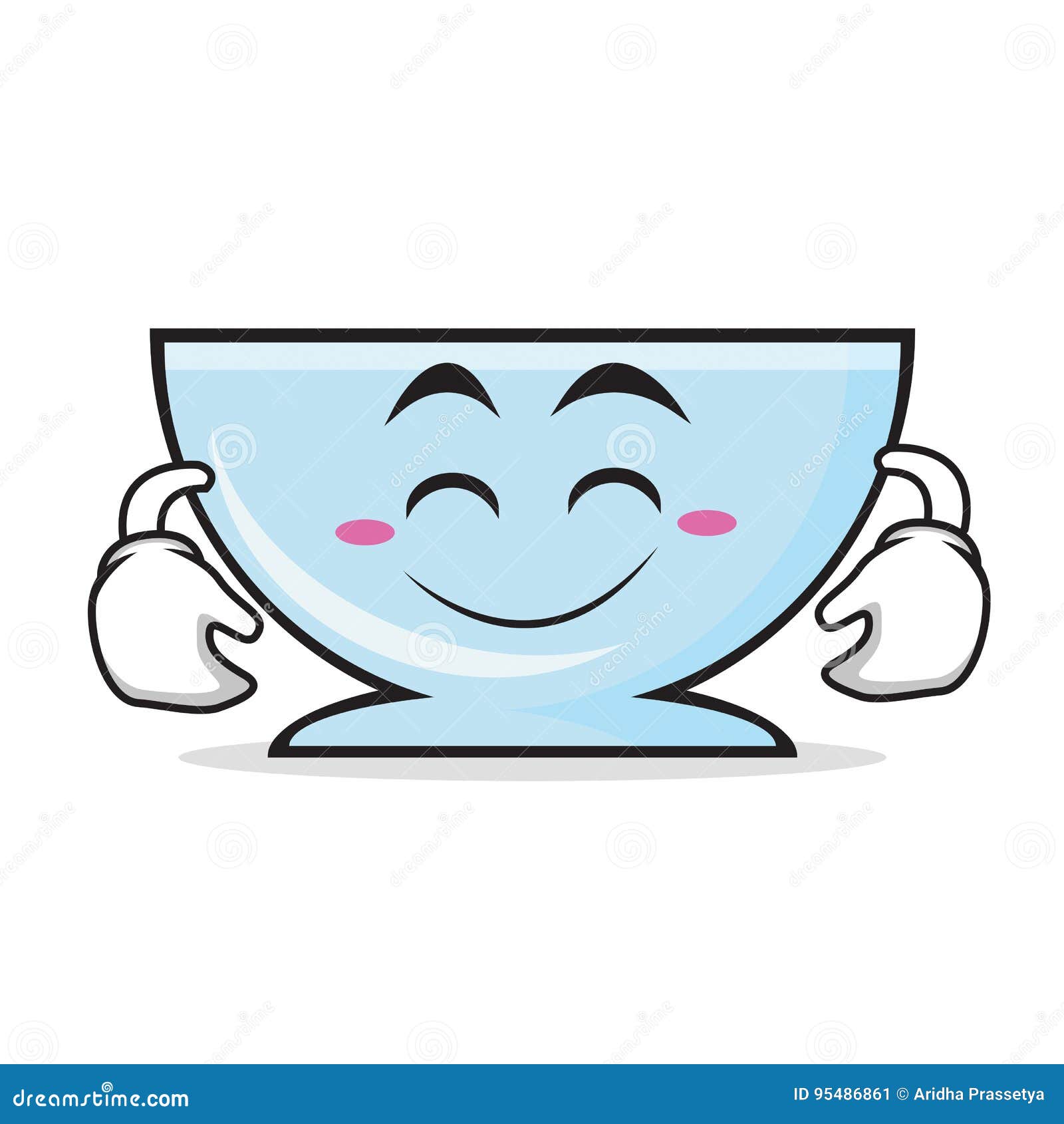 Cute Smile Bowl Character Cartoon Style Stock Vector - Illustration of ...