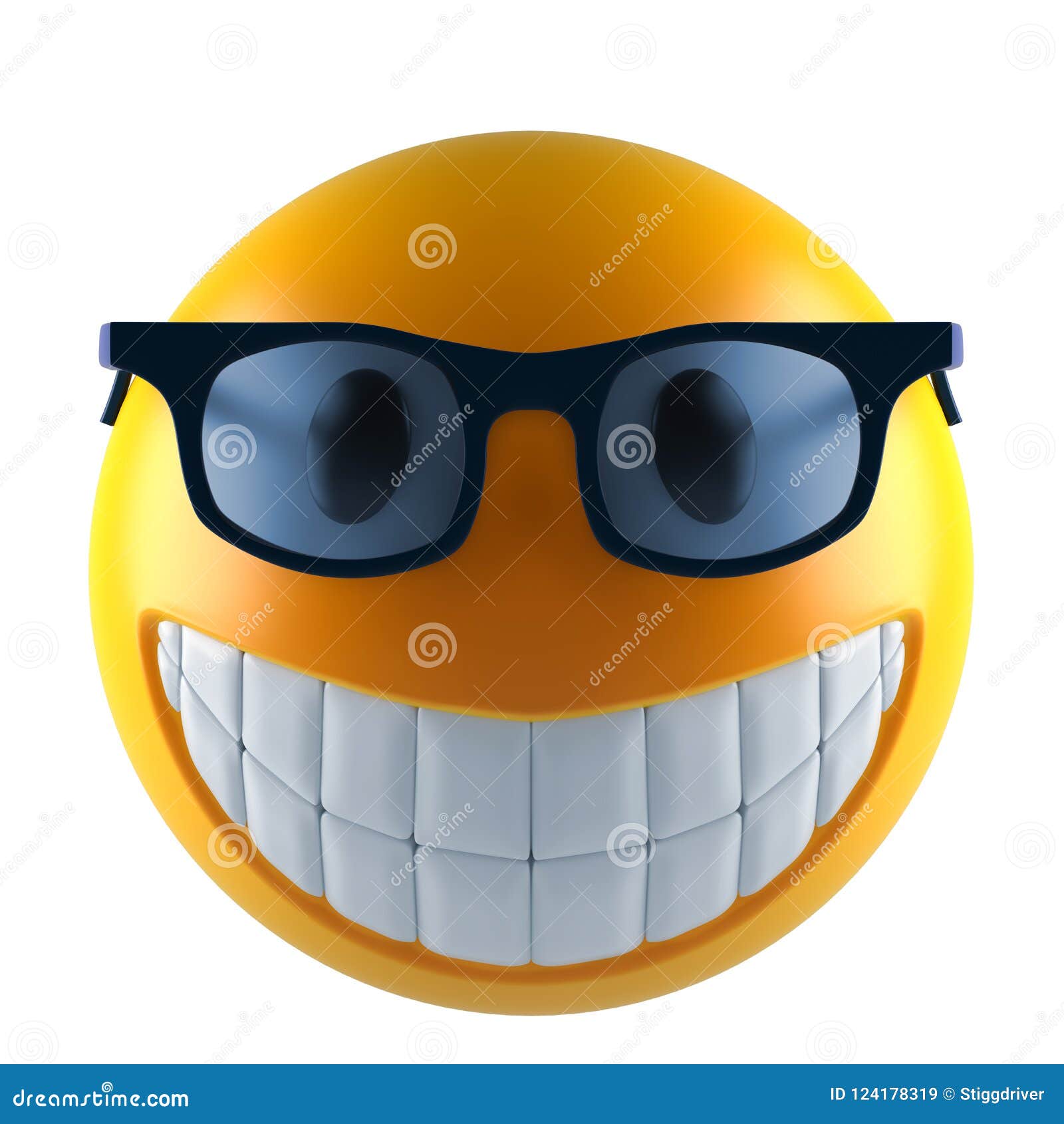 Cute Smile Emoji Sphere with Glasses Stock Illustration - Illustration ...