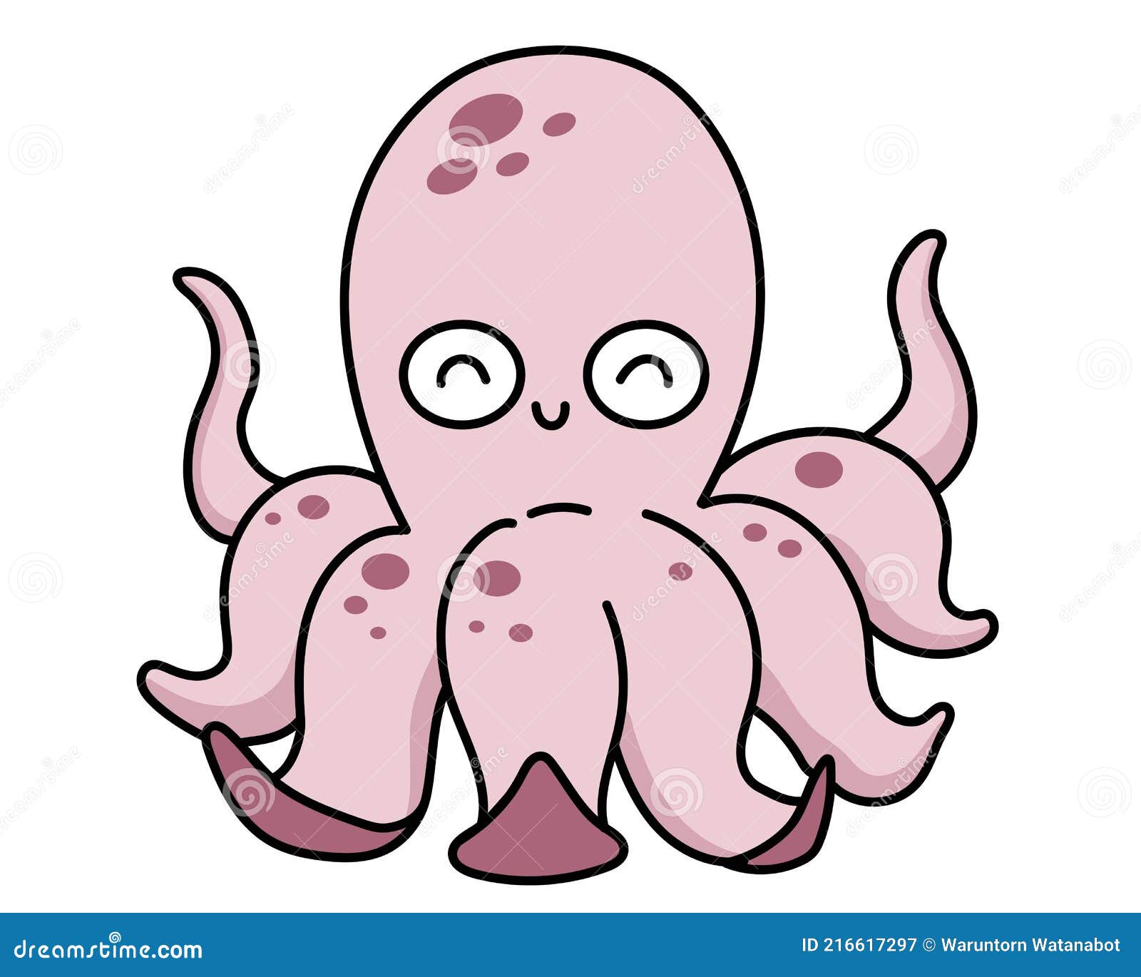 Cute Smile Octopus Cartoon Vector Stock Vector - Illustration of beach ...