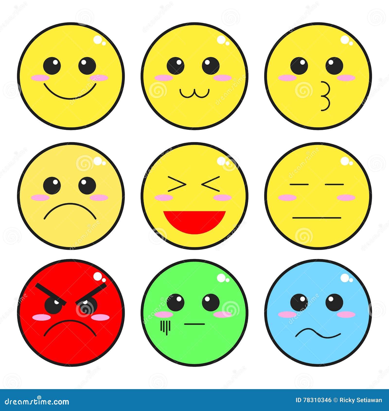 Cute Smiley Icons stock illustration. Illustration of smiley - 78310346