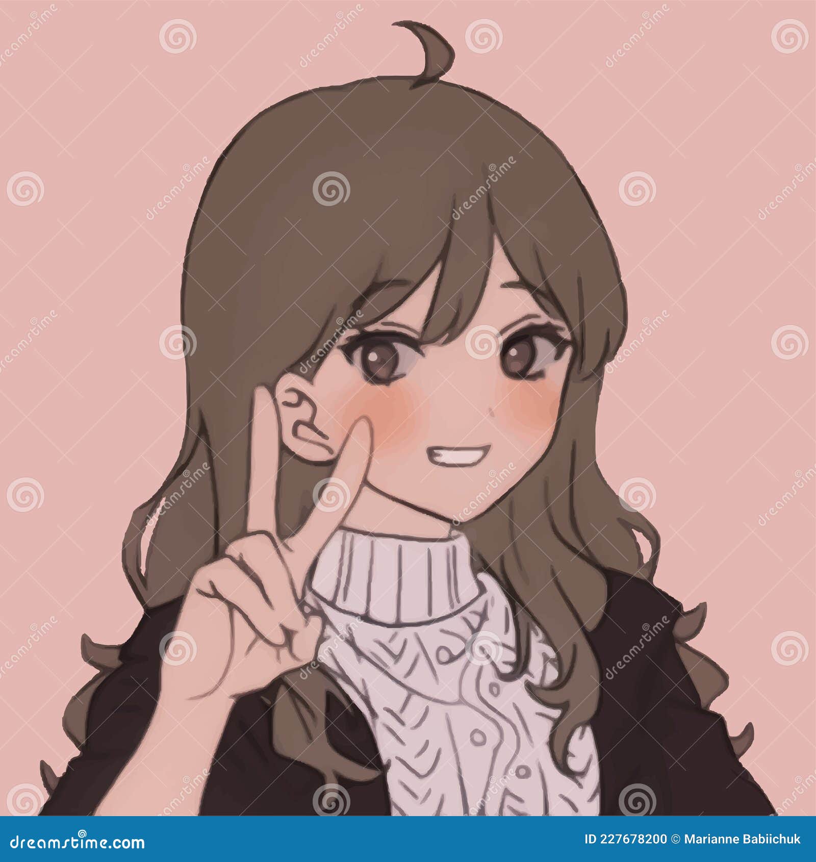 Cute Smiling Anime Girl Vector Stock Vector - Illustration of happy ...