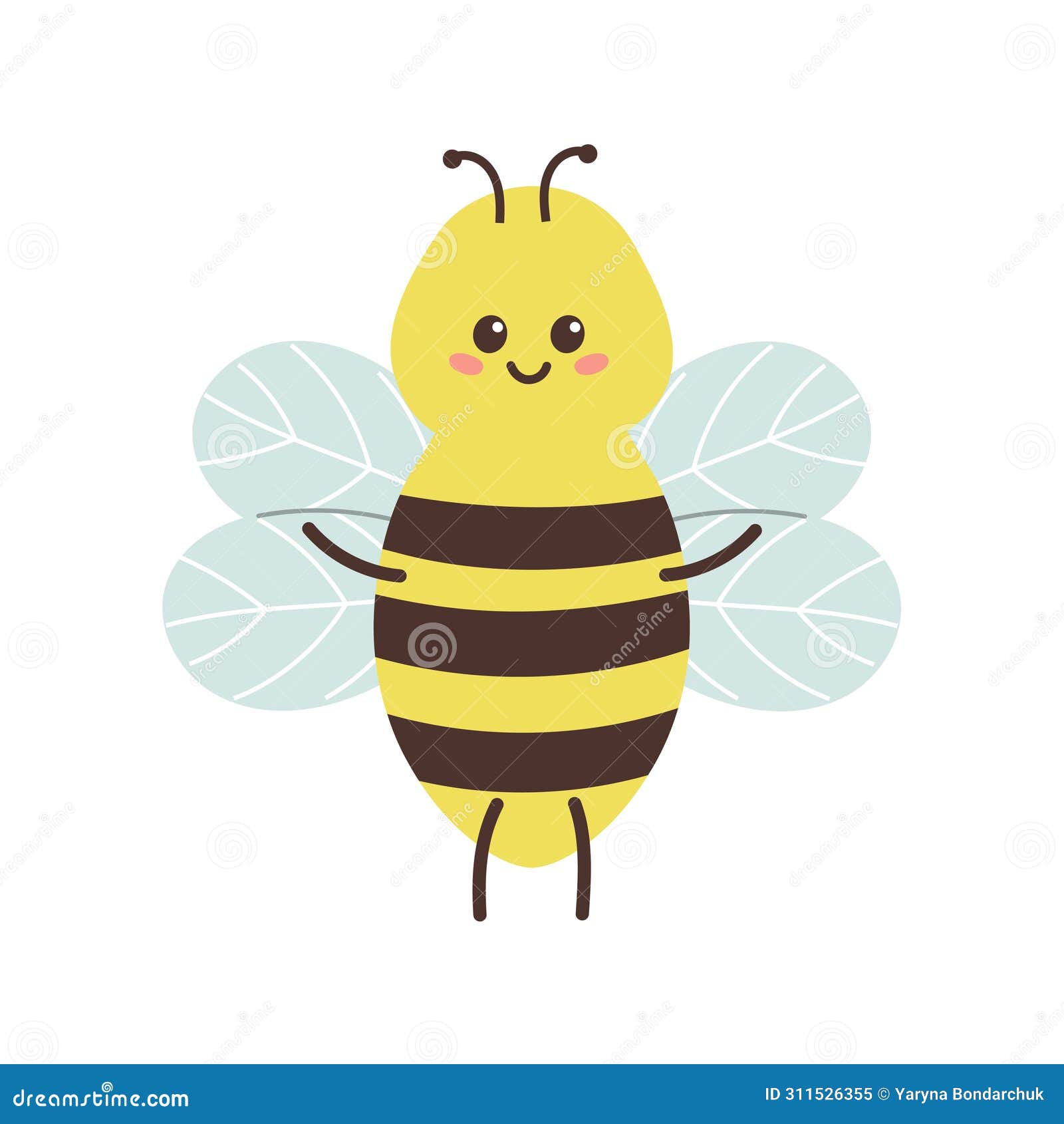 Cute Smiling Bee. Design Element for Postcard, Card, Sticker, Print ...