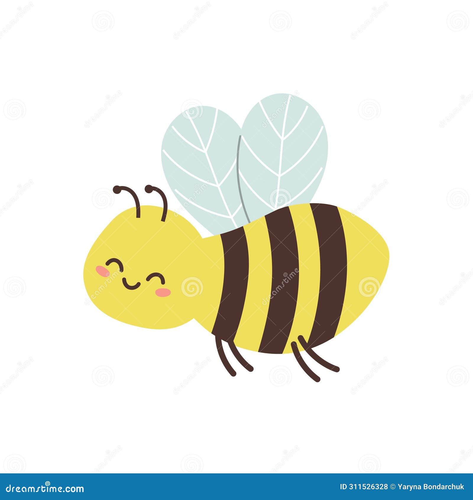 Cute Smiling Bee Flying. Design Element for Postcard, Card, Sticker ...