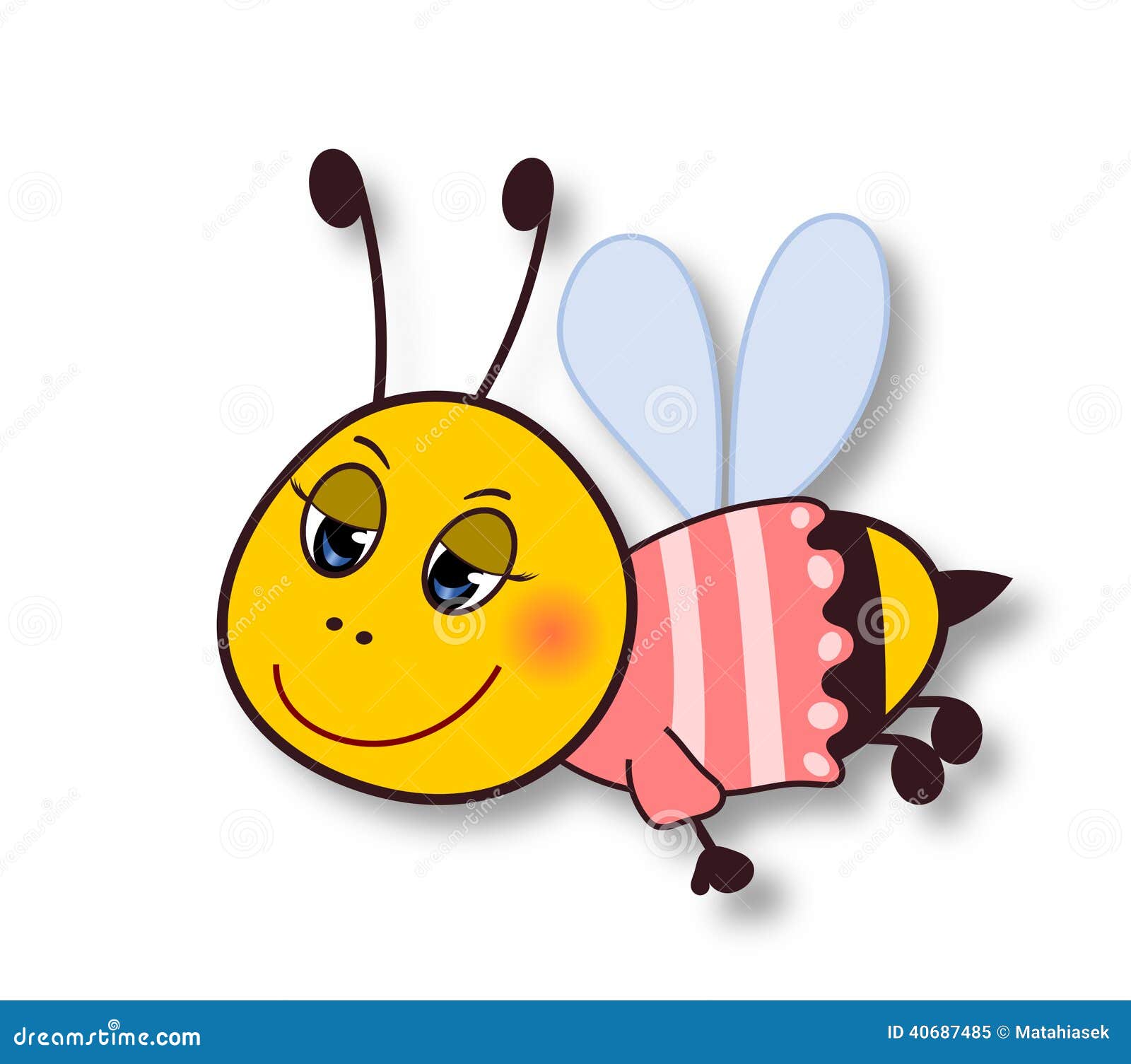Cute smiling bee- on white stock illustration. Illustration of face ...