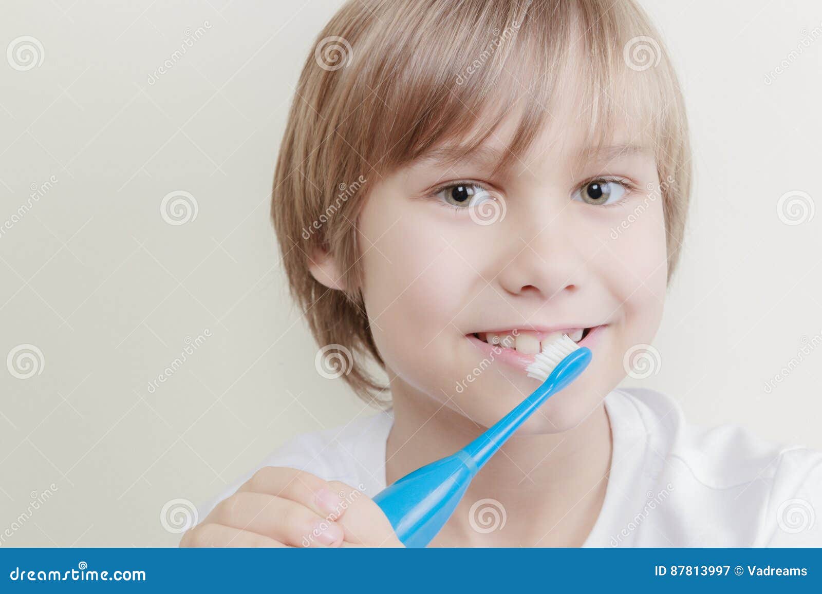 Cute Smiling Boy Brushing His Teeth with Toothbrush Stock Image - Image ...