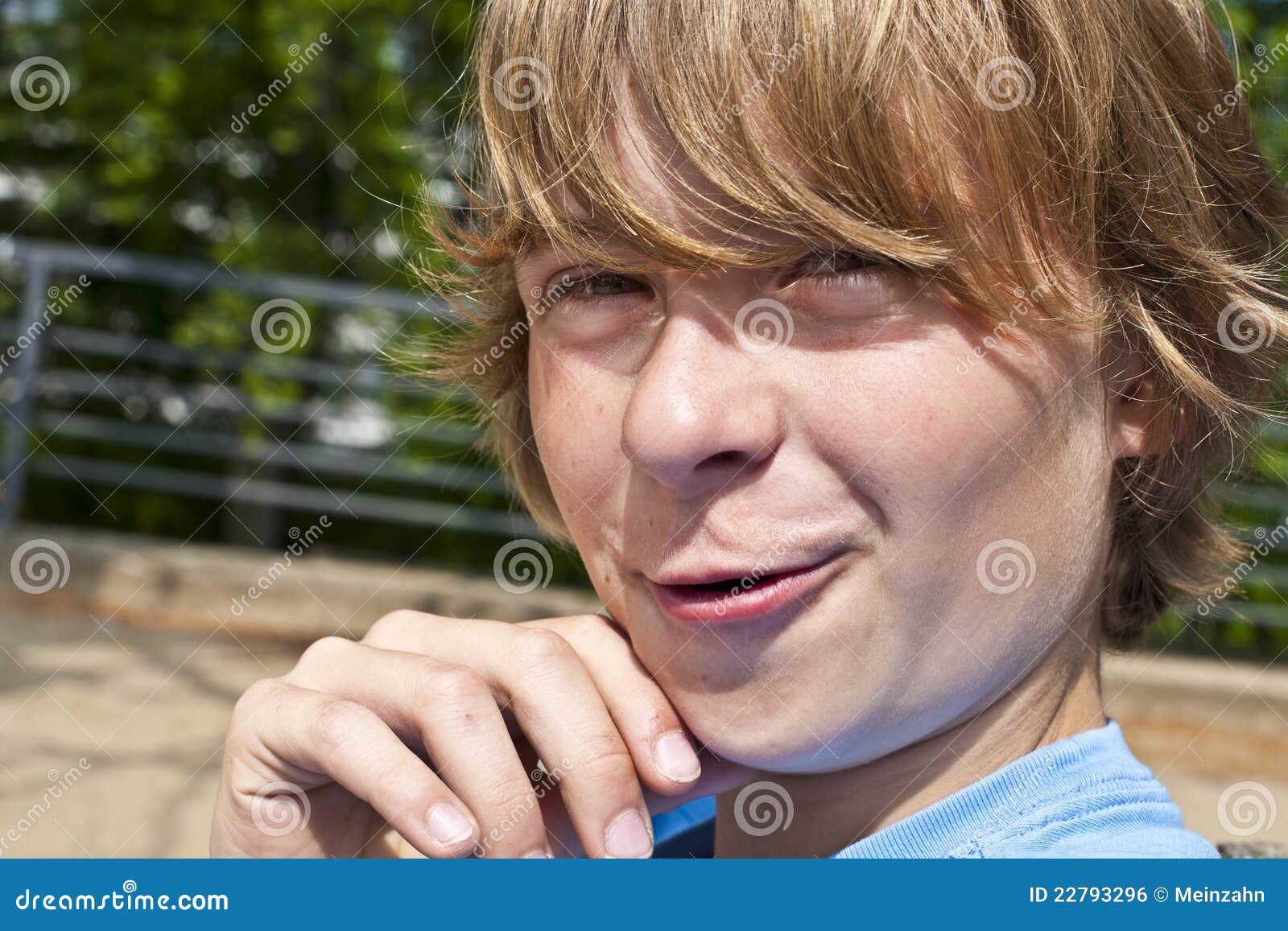 Cute Smiling Boy with Cheeky Smile Stock Photo - Image of looking ...