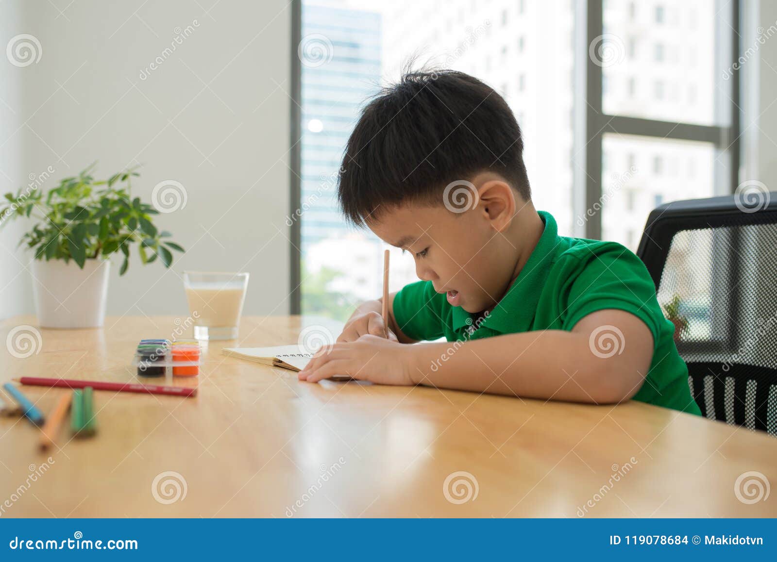 Cute Smiling Boy Doing Homework, Coloring Pages, Writing and Painting ... Cute Smiling Boy Doing Homework, Coloring Pages, Writing and Painting ...