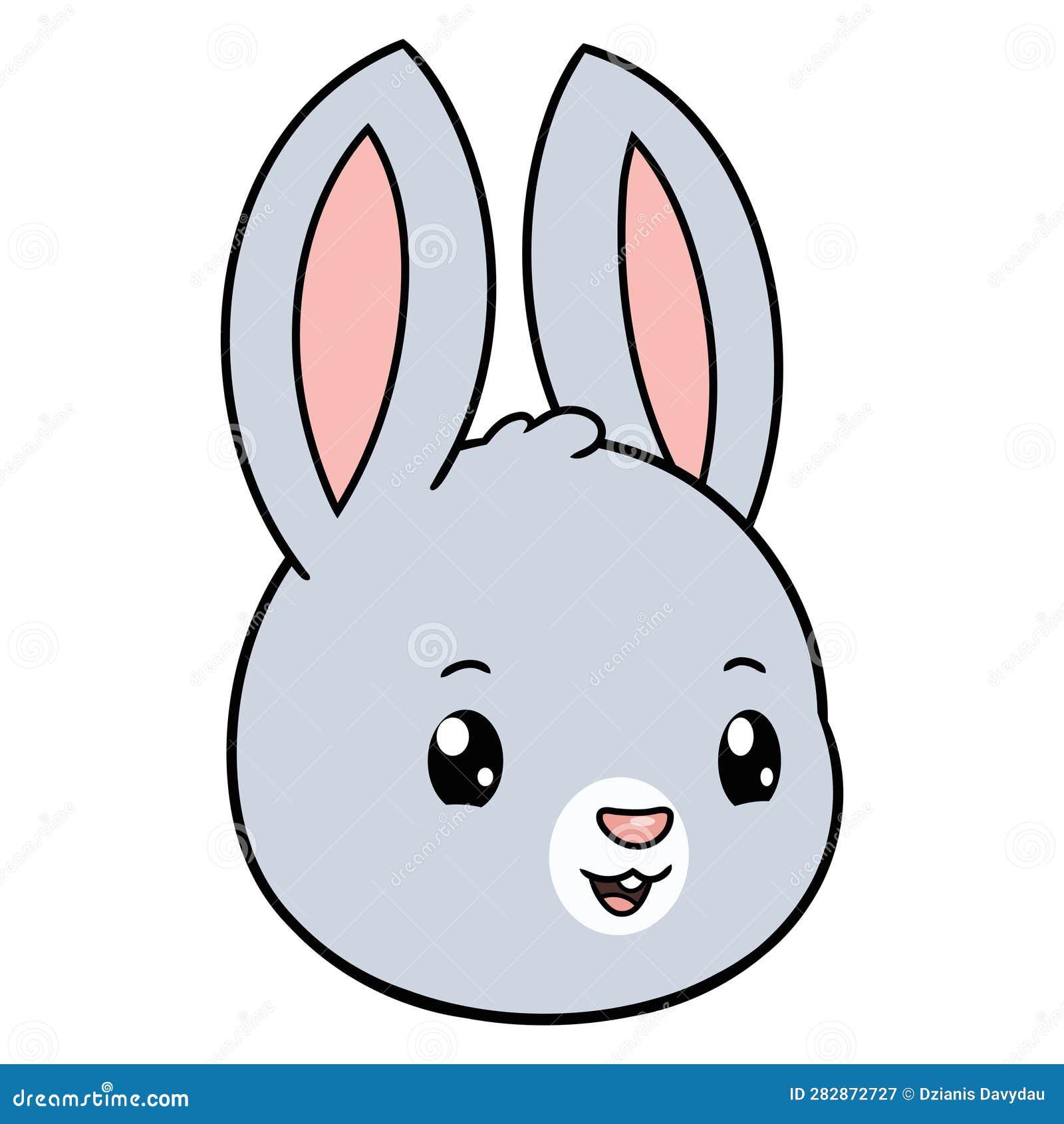 Cute Smiling Bunny Head on White Background Stock Vector - Illustration ...