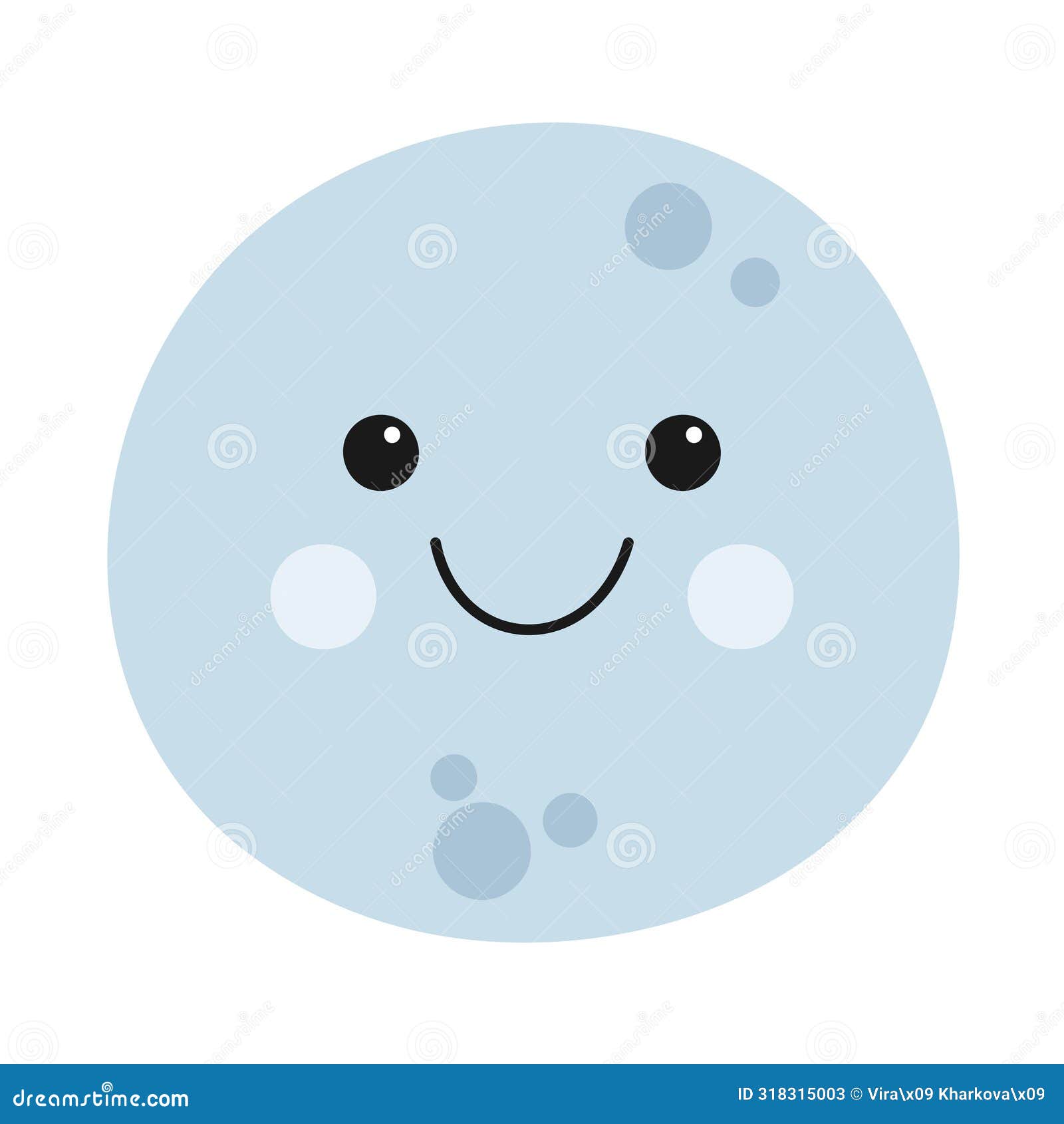 Cute Smiling Cartoon Character of Moon. Stock Vector - Illustration of ...
