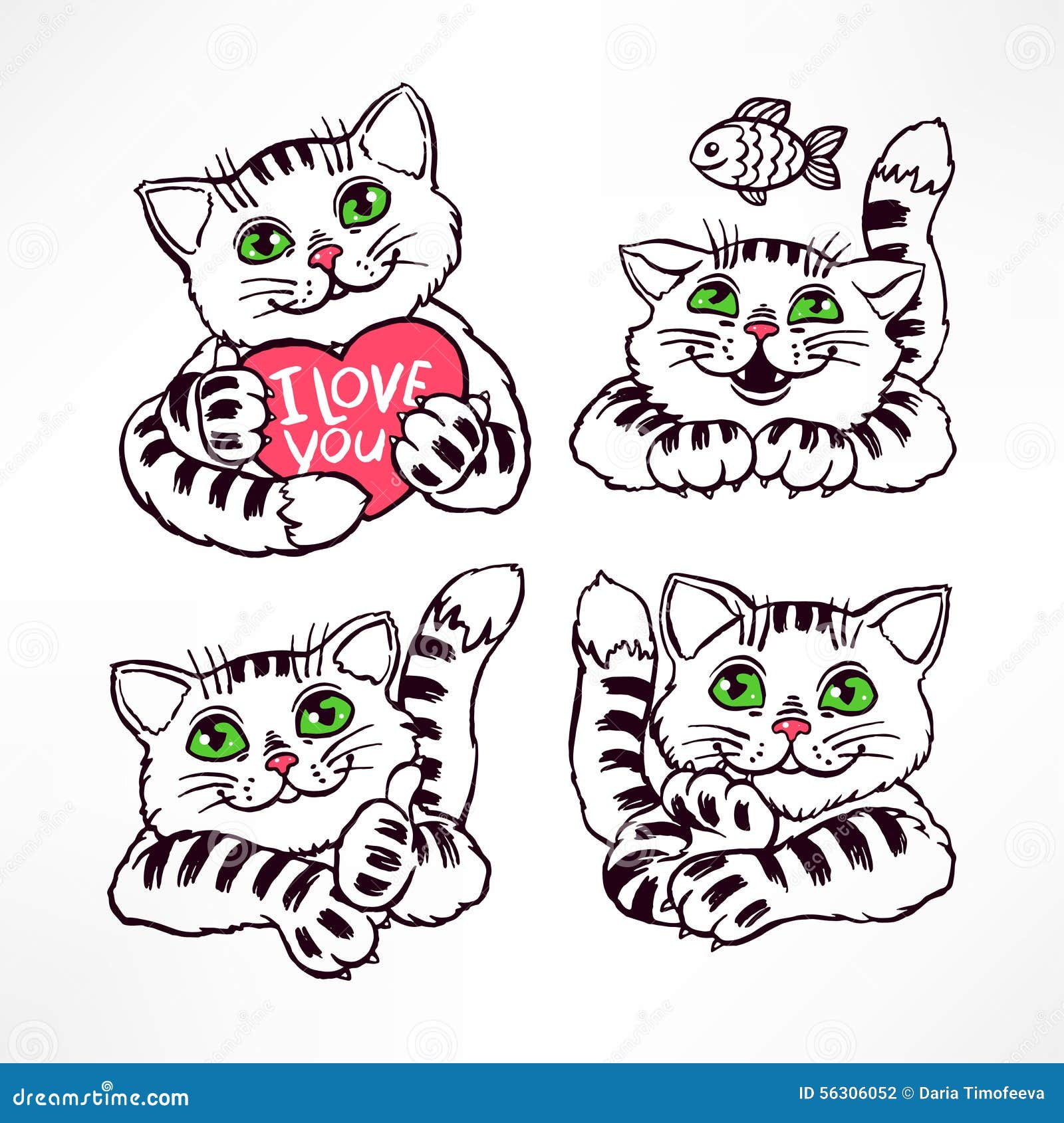 Cute smiling cats stock vector. Illustration of pink - 56306052