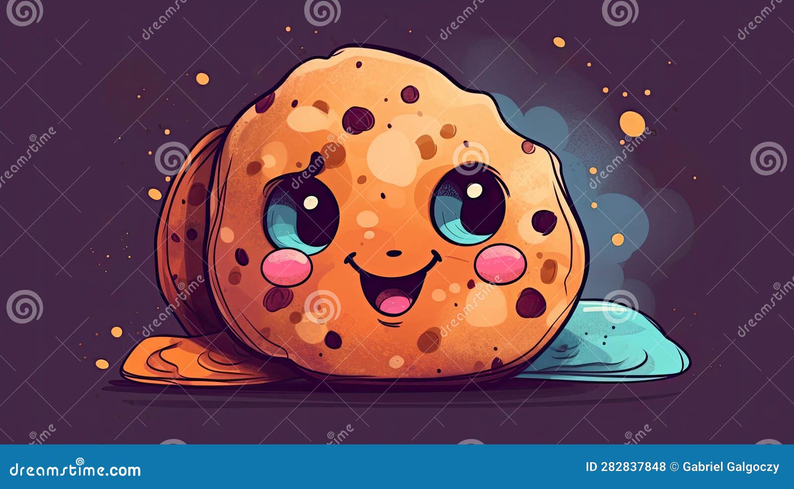Cute Smiling Chocolate Cookie with Eyes and Mouth Stock Illustration ...