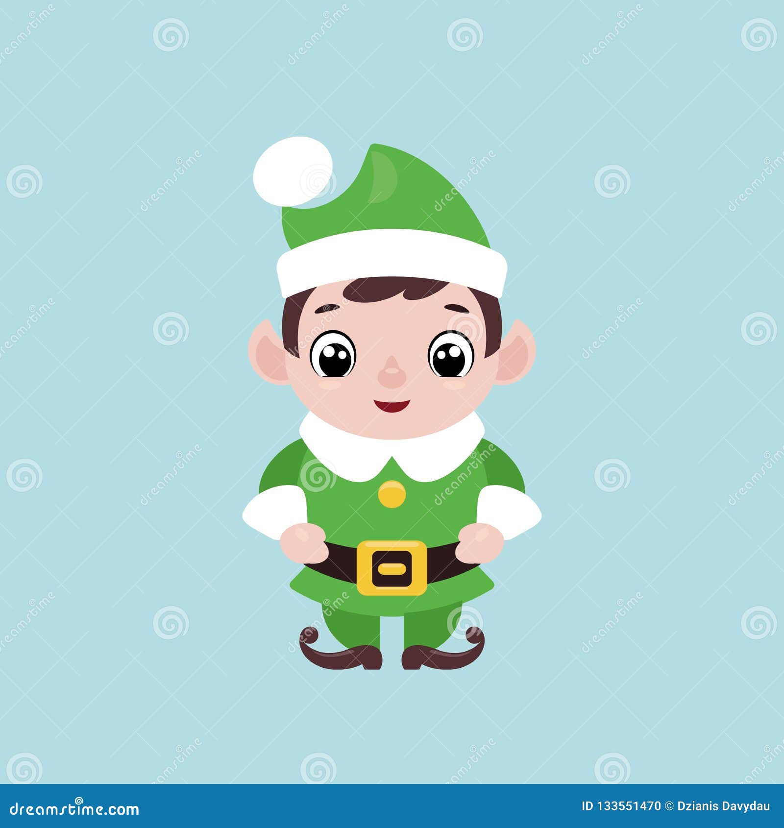 Cute smiling Christmas elf stock vector. Illustration of child - 133551470